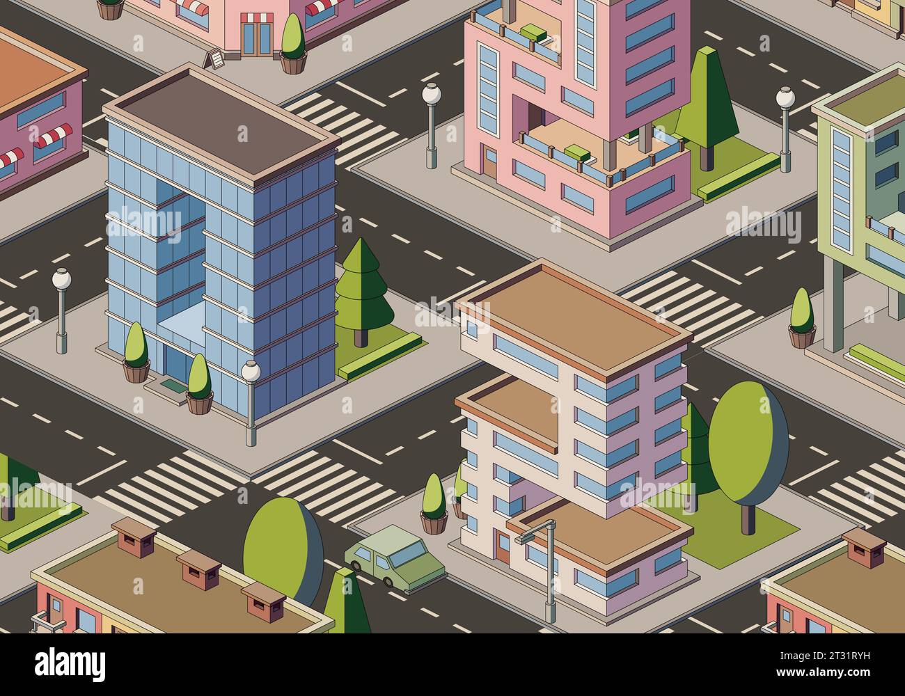 Illustration of isometric city landscape, vector illustration Stock ...
