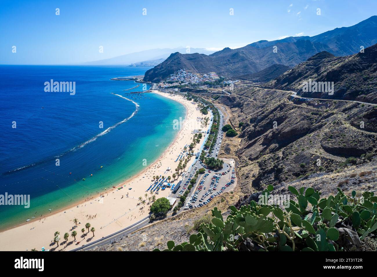 The famous white sand beach of Playa de Las Teresitas. Tenerife. Canary ...