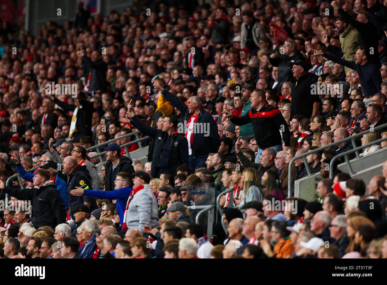 Brentford fans during the Premier League match at Gtech Community ...