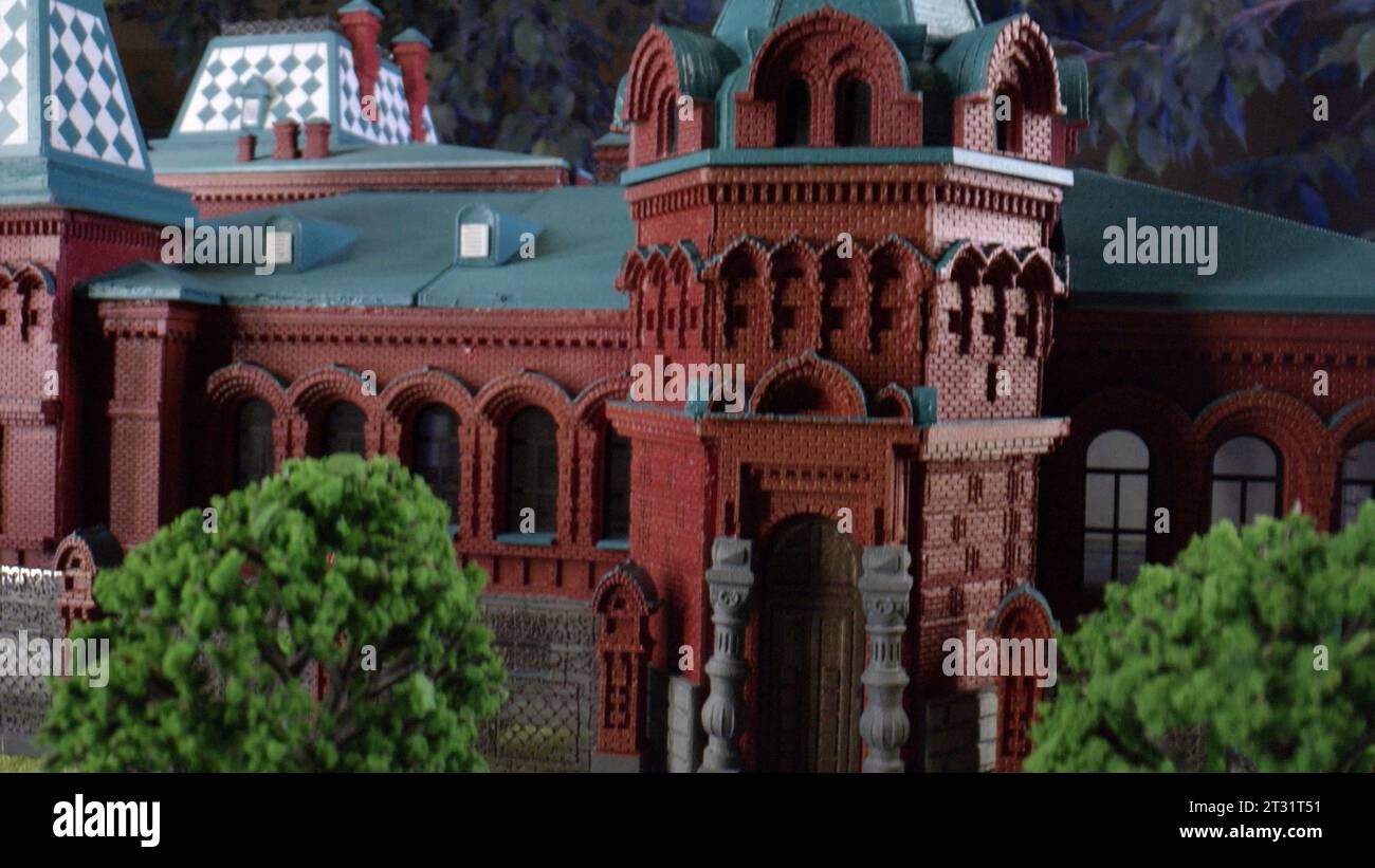 A large model of the red palace. Stock footage. A huge DIY of beautiful ...