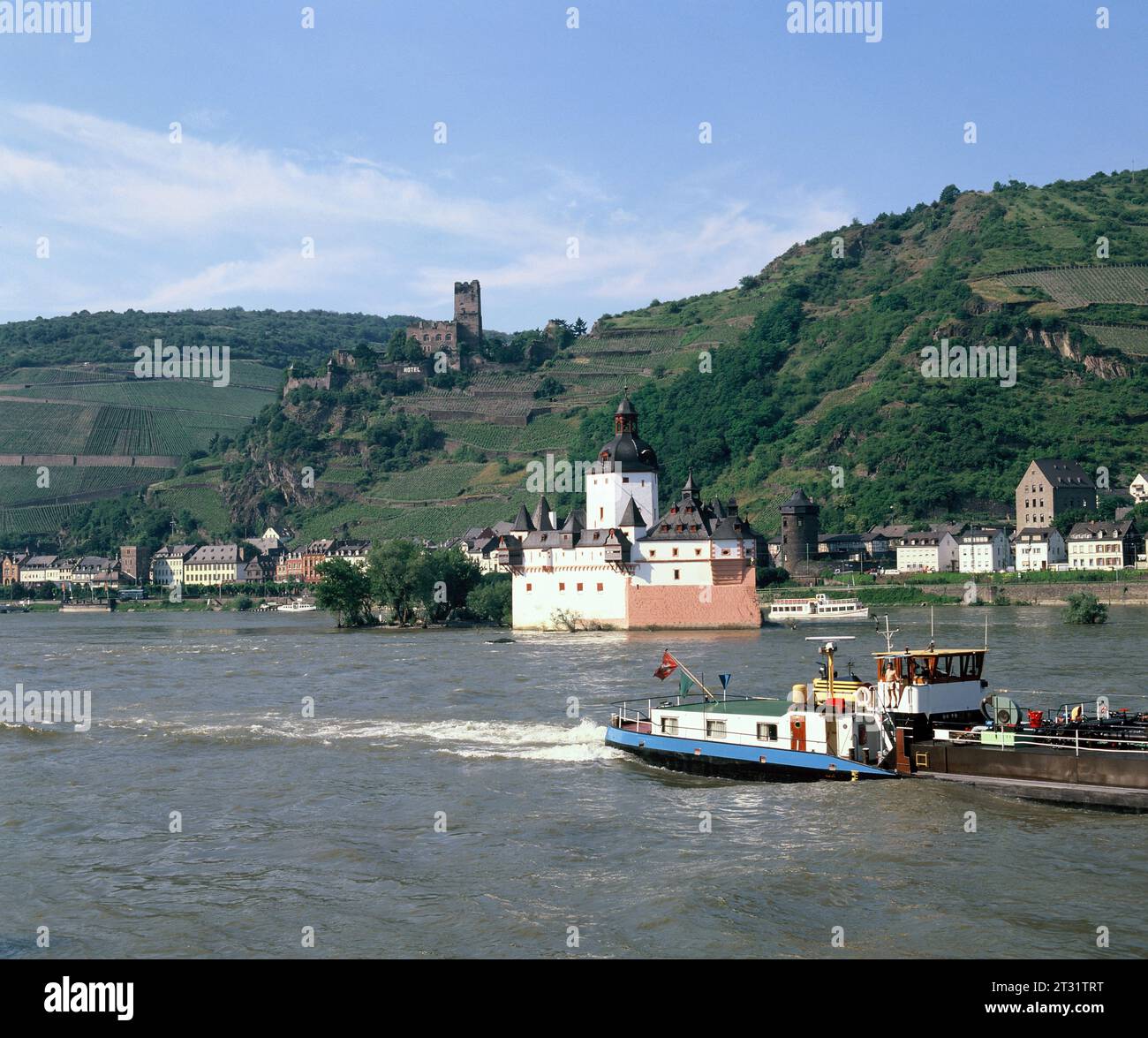 Germany. Kaub. Pfalzgrafenstein Castle on the River Rhine with Castle ...