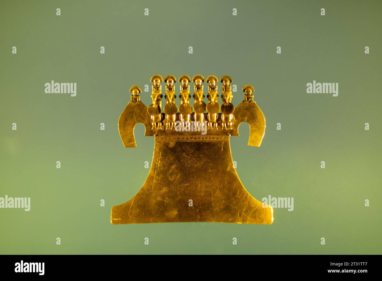 Bogota, Colombia - January 3, 2023: Muisca gold breastplate exhibited ...