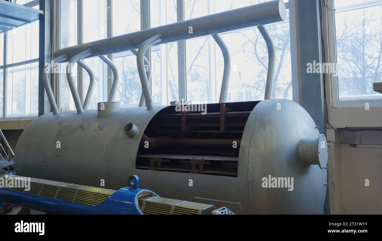 Nuclear Reactor Steam Generator. Stock footage. Tank of steam generator ...