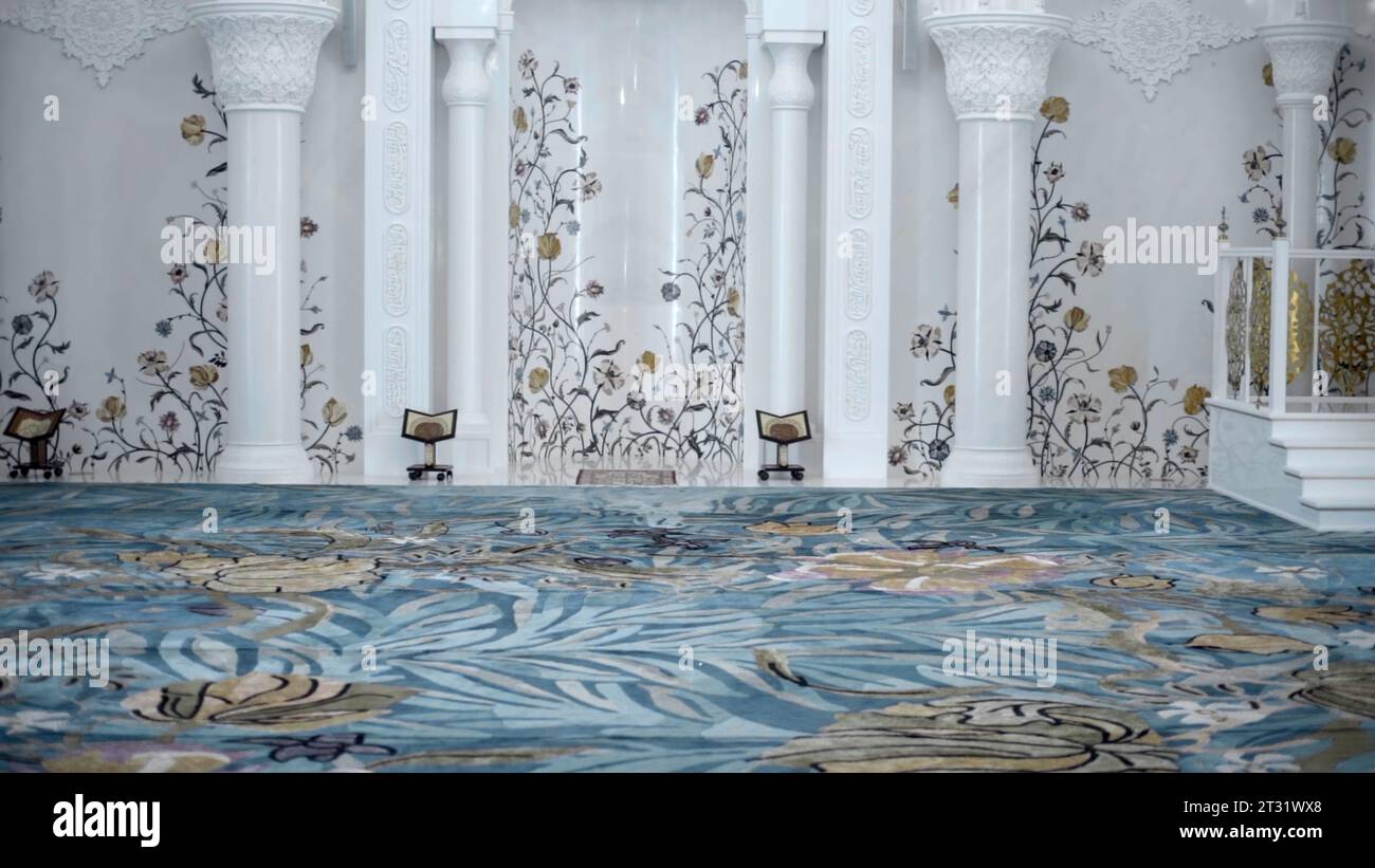 Awesome interior of prayer hall in the Mosque, Istanbul, Turkey. Scene ...