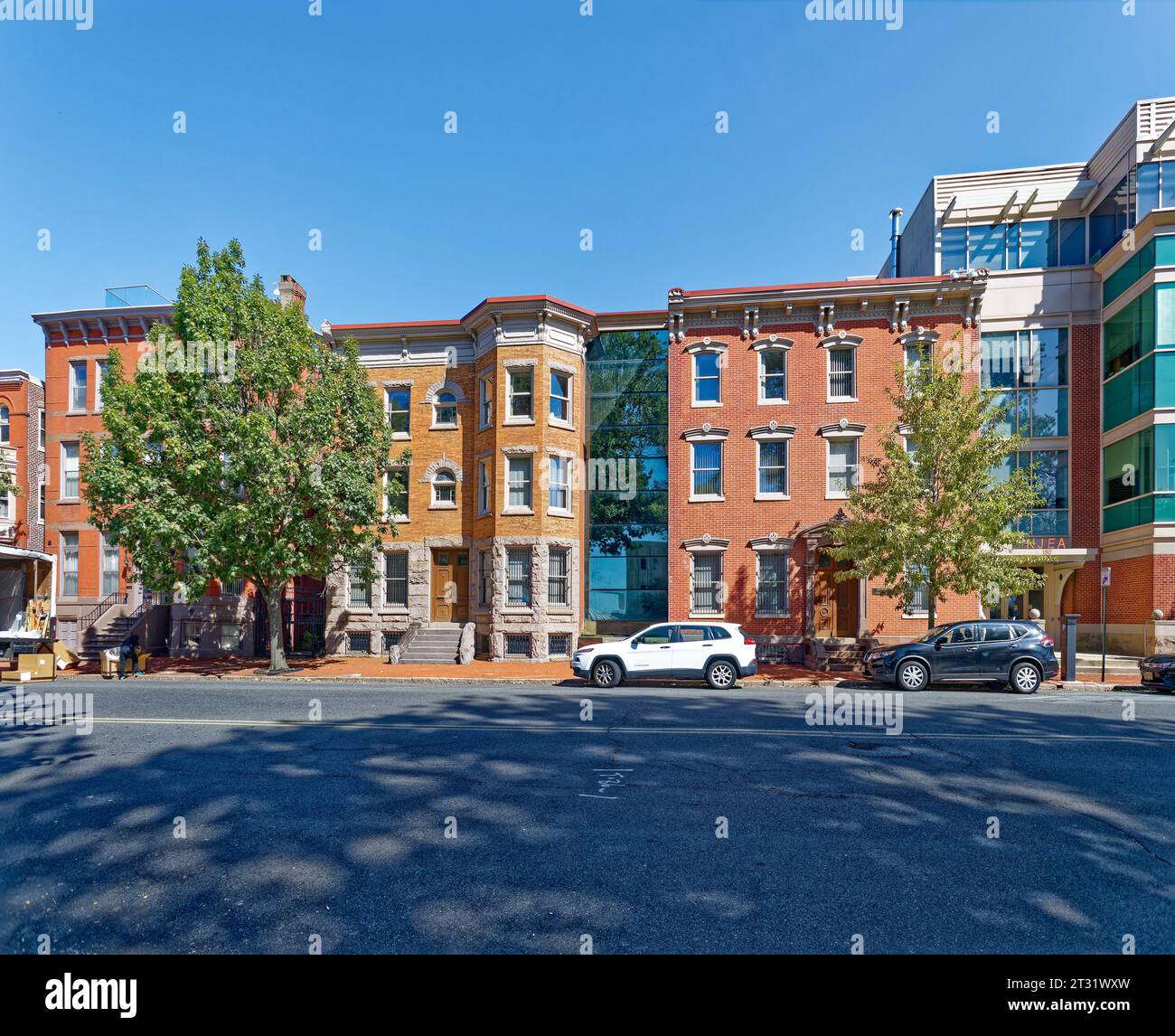 Downtown Trenton: Brick and stone townhouses annexed to the New Jersey ...
