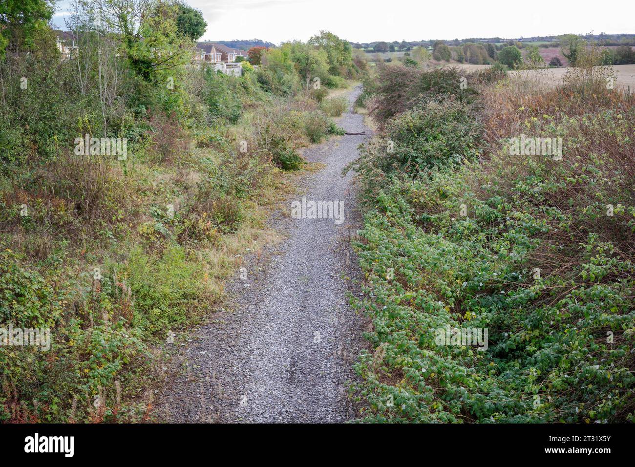 Leamside line mothballed railway at Sherburn, County Durham, UK, under ...