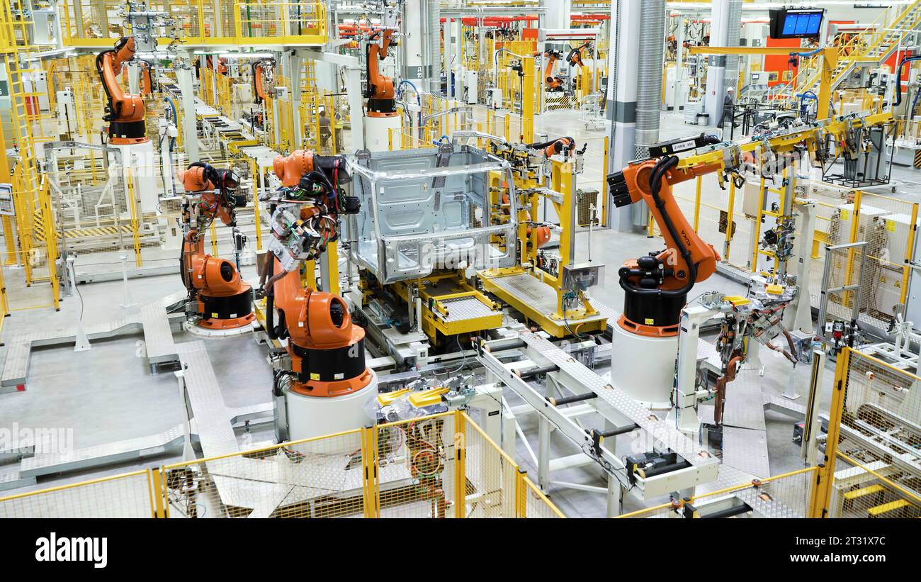 Berlin - Germany, december 6, 2022: Automobile plant, modern production ...