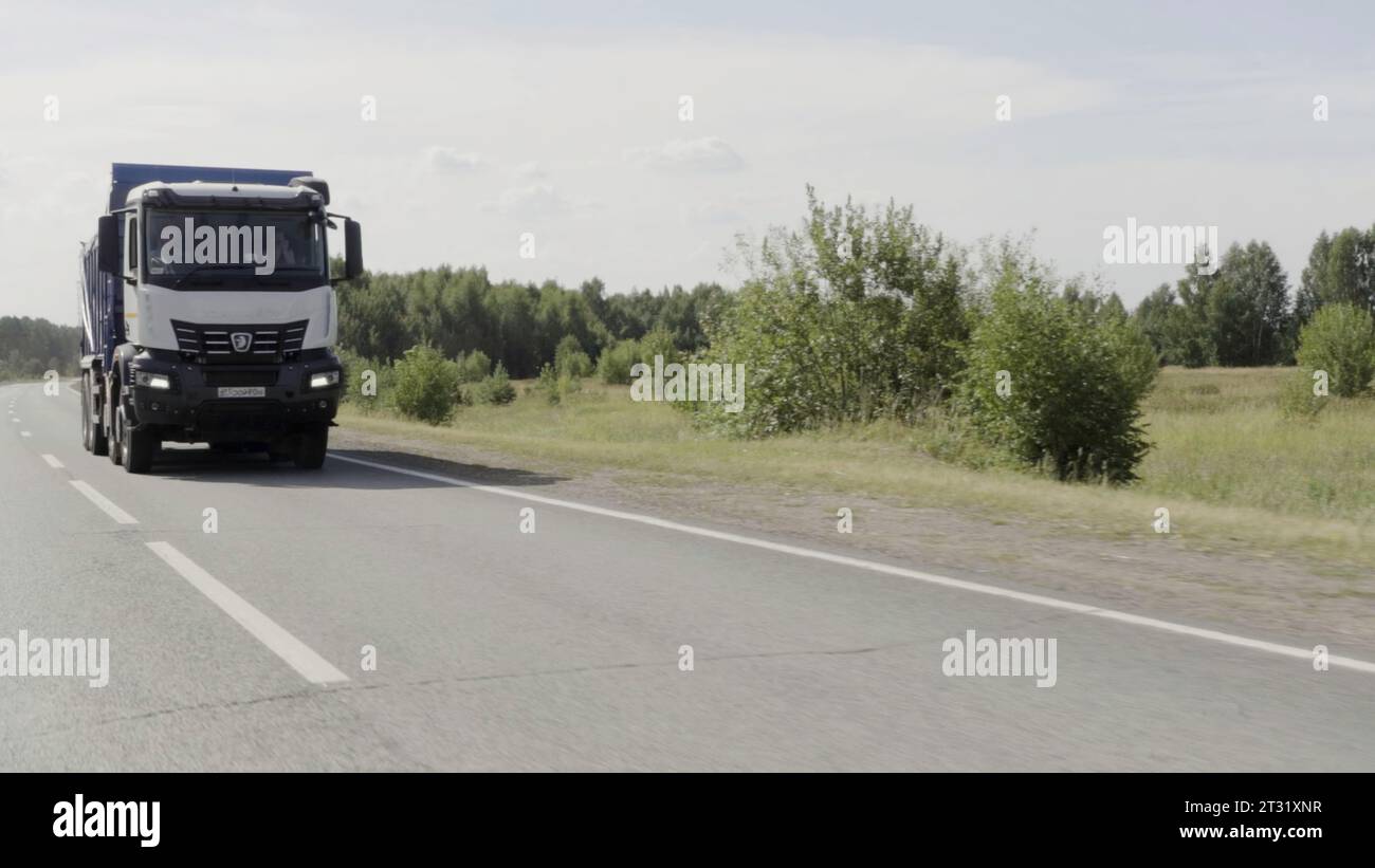 Berlin - Germany, december 6, 2022: Cargo trailer drives on the road ...
