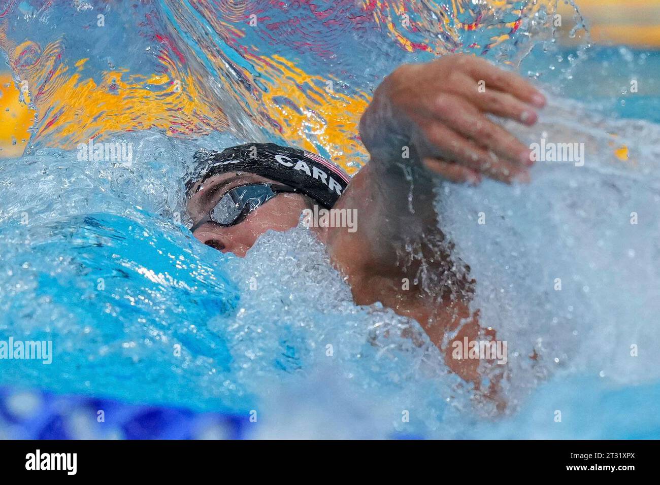 Coby Carrozza of the United States swims to win the gold medal in the ...