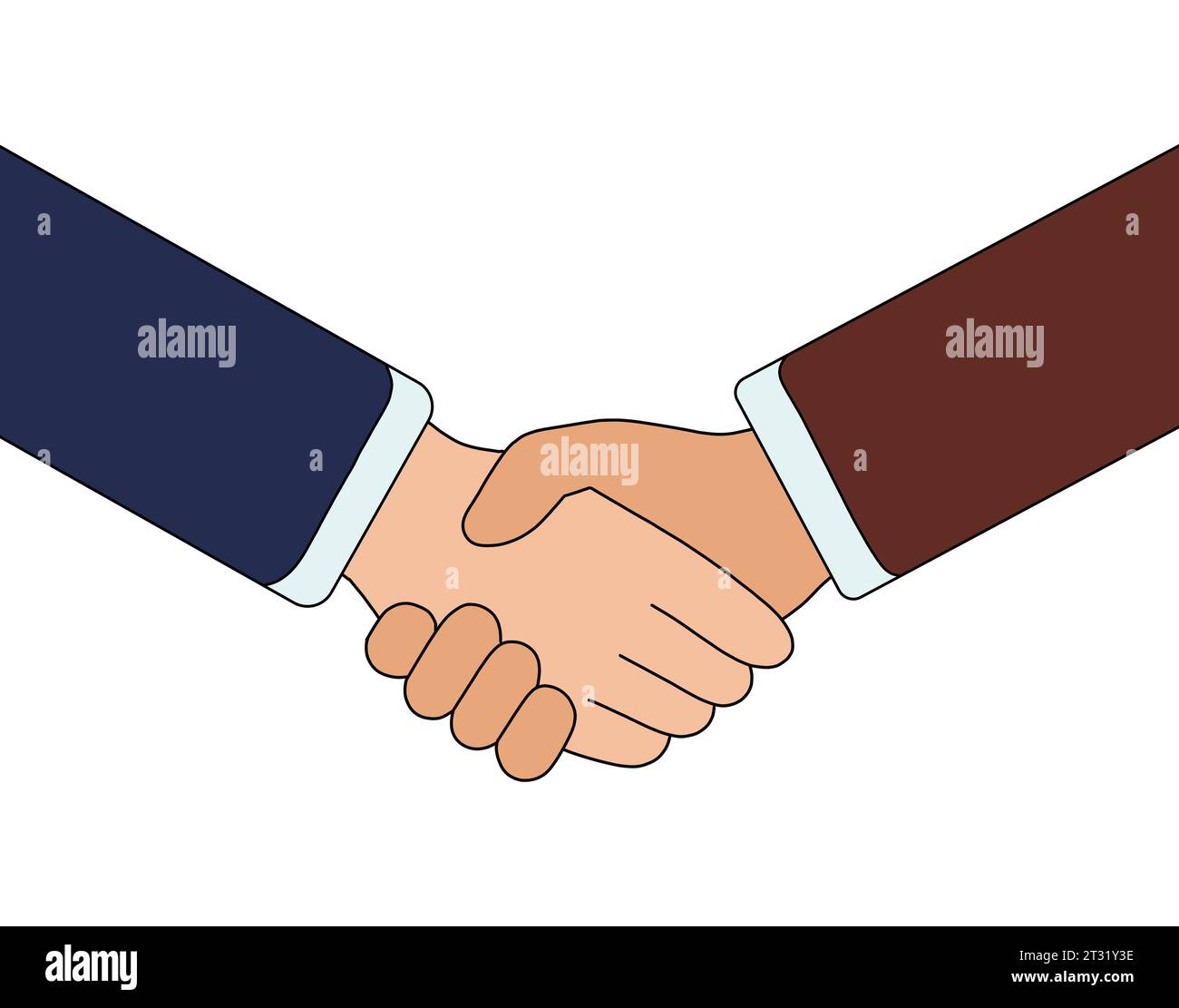 Illustration drawing of Caucasian business man handshake, isolated on ...