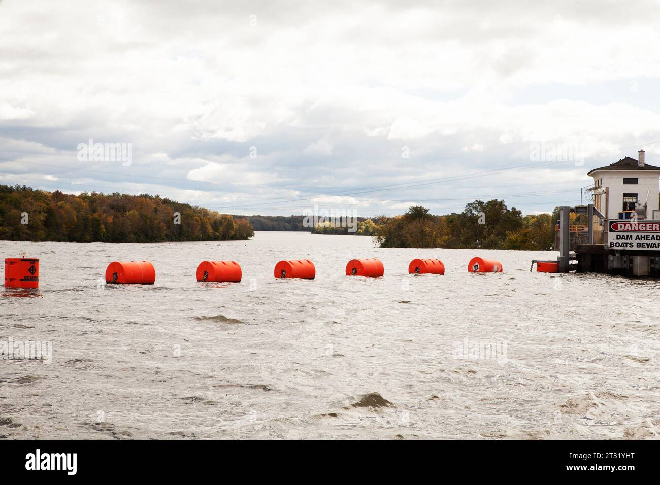 View of Lock #7 of Eire Canal on Mohawk River. Dam is just beyond ...