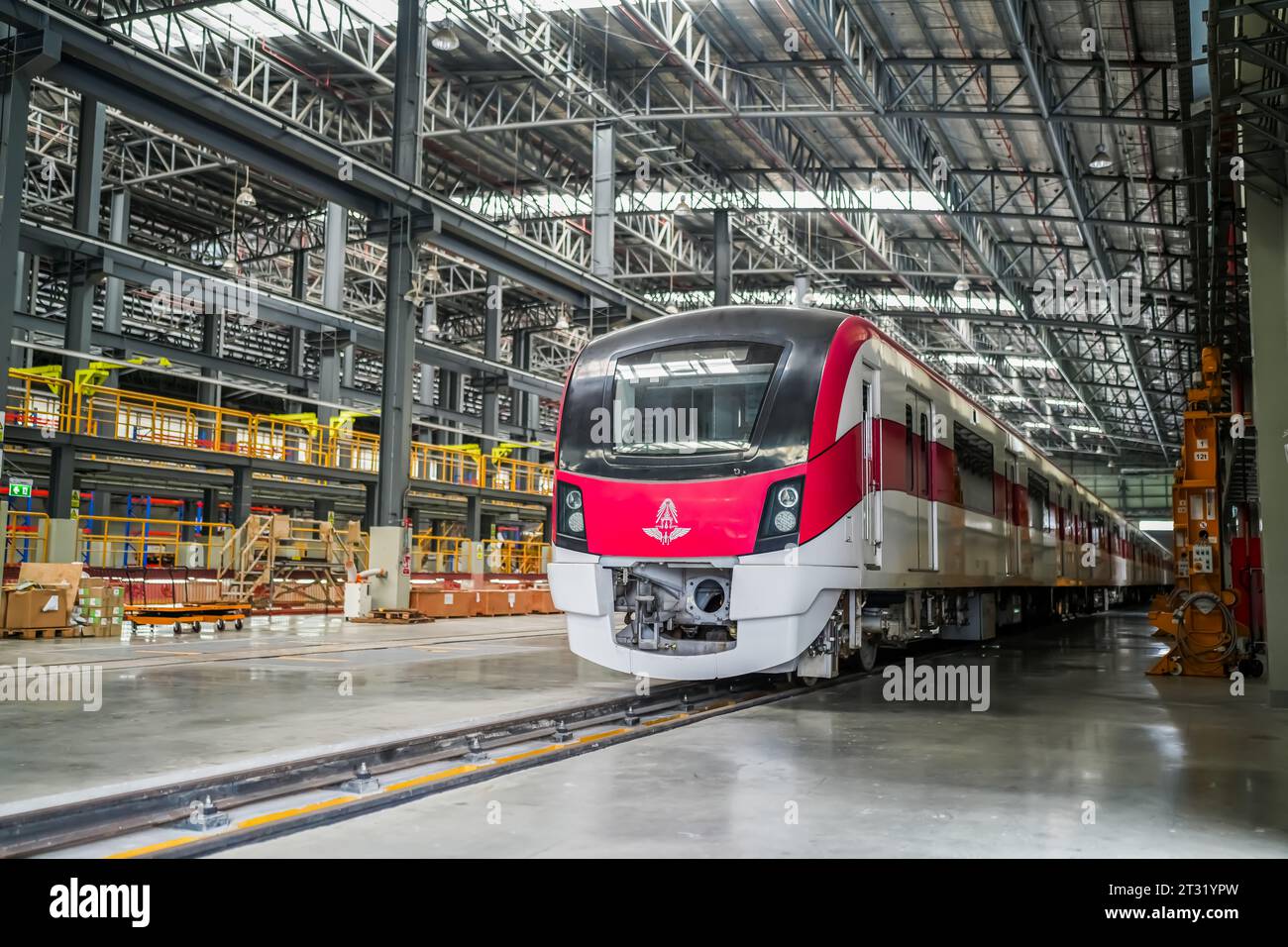 The Red Line train stops at a maintenance facility at Bang Sue Central ...