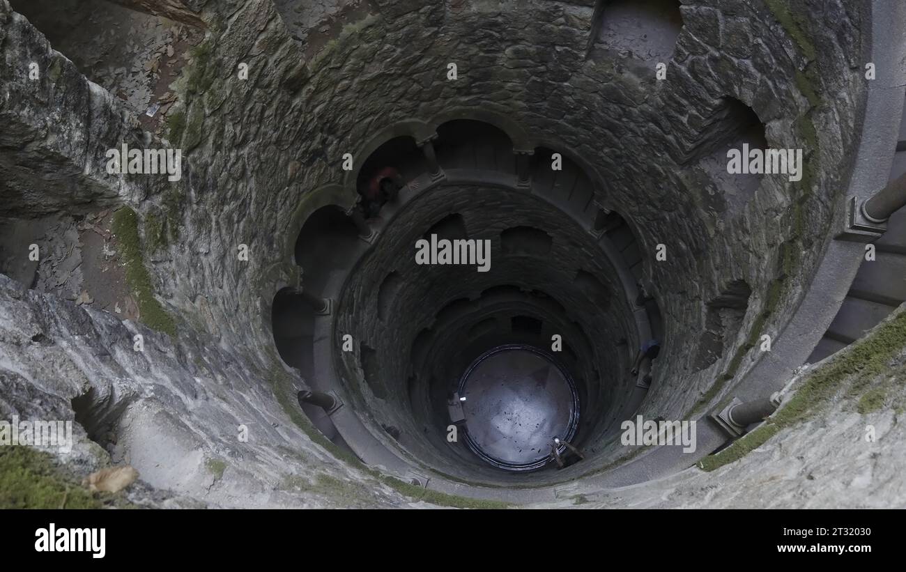 View of underground well tower. Action. Old medieval tower building ...