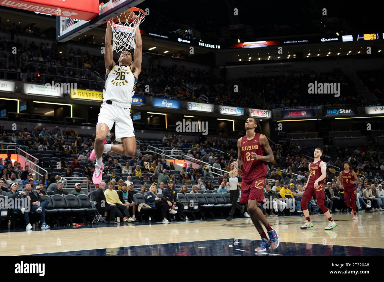 Indiana Pacers guard Ben Sheppard (26) dunks the ball in front of ...