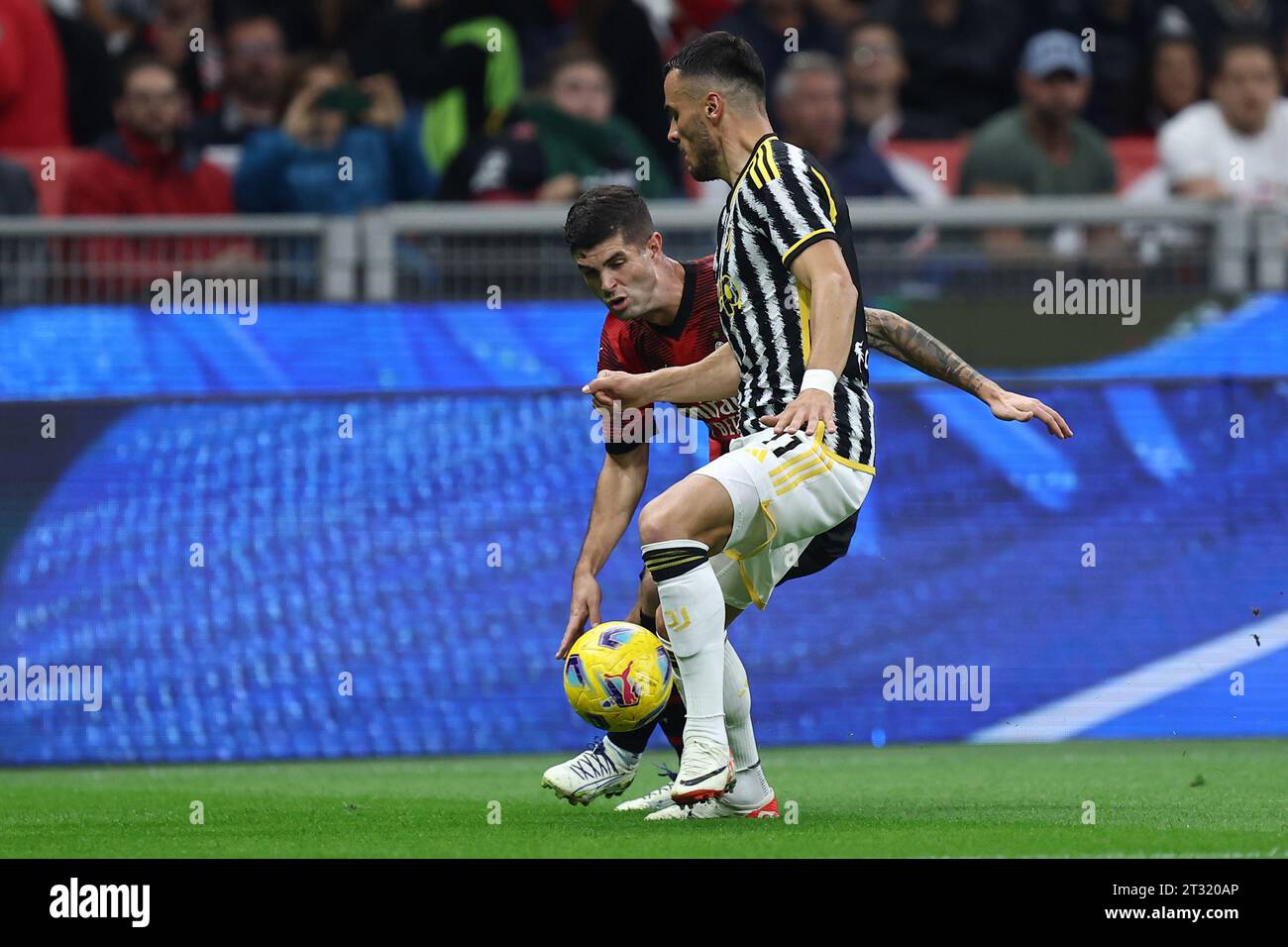 Milano, Italy. 22nd Oct, 2023. Christian Pulisic of Ac Milan and Filip ...