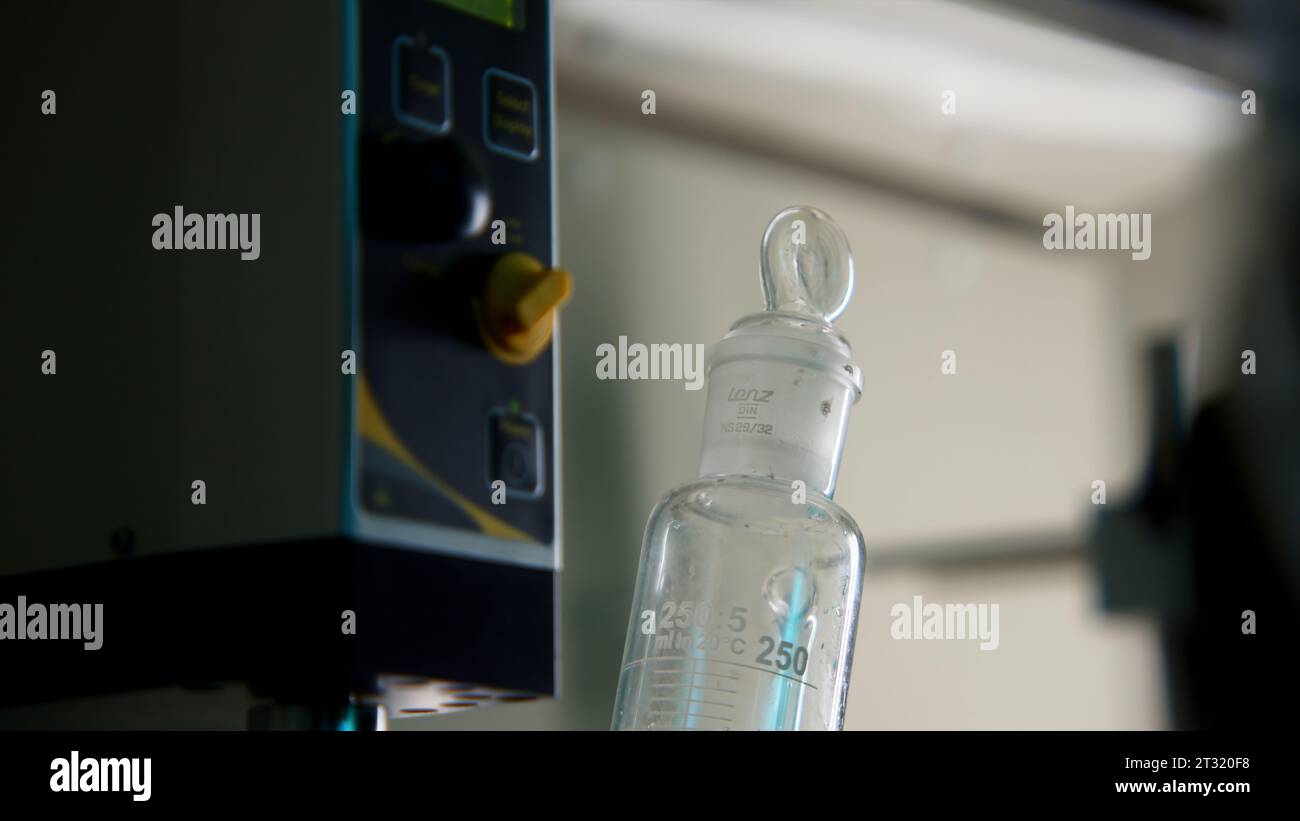 Laboratory studies with medicines. Stock footage. Test tubes with ...