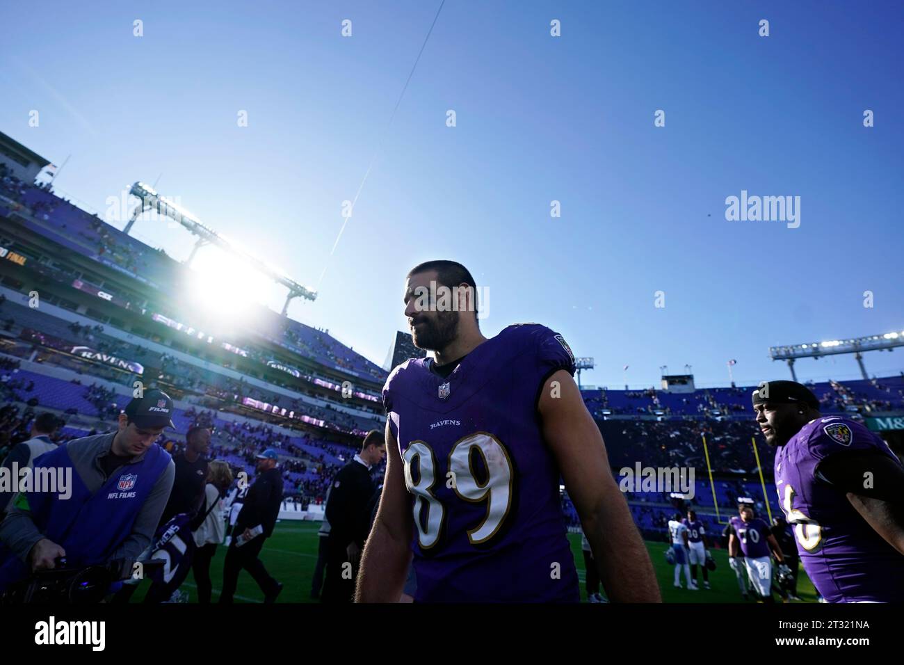 Baltimore Ravens tight end Mark Andrews (89) walks off the field after ...