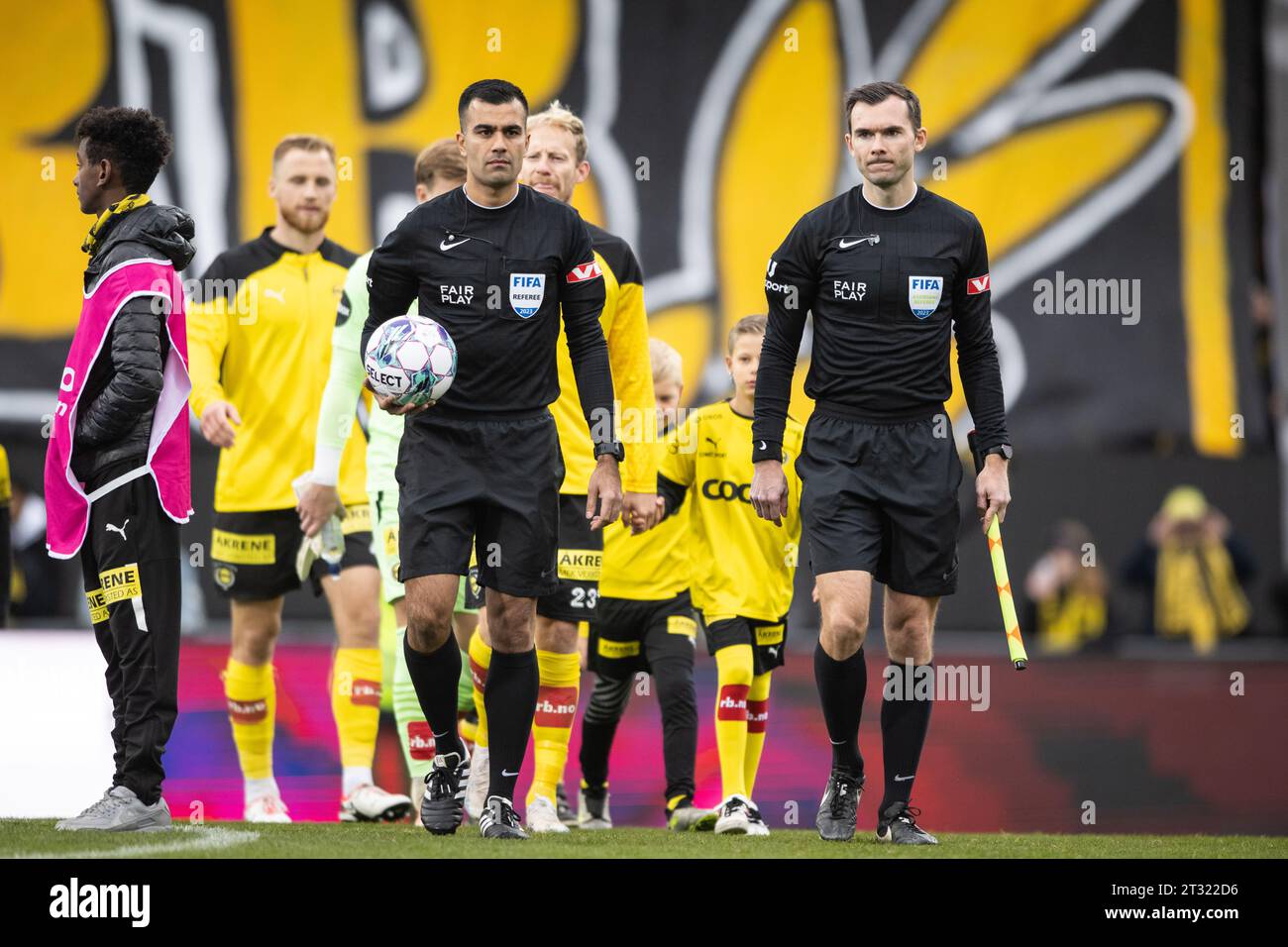 Lillestrom, Norway. 22nd Oct, 2023. Referee Rohit Saggi seen during the ...