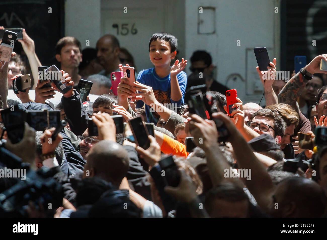 Argentina. 22nd Oct, 2023. Supporters of Javier Milei record the ...