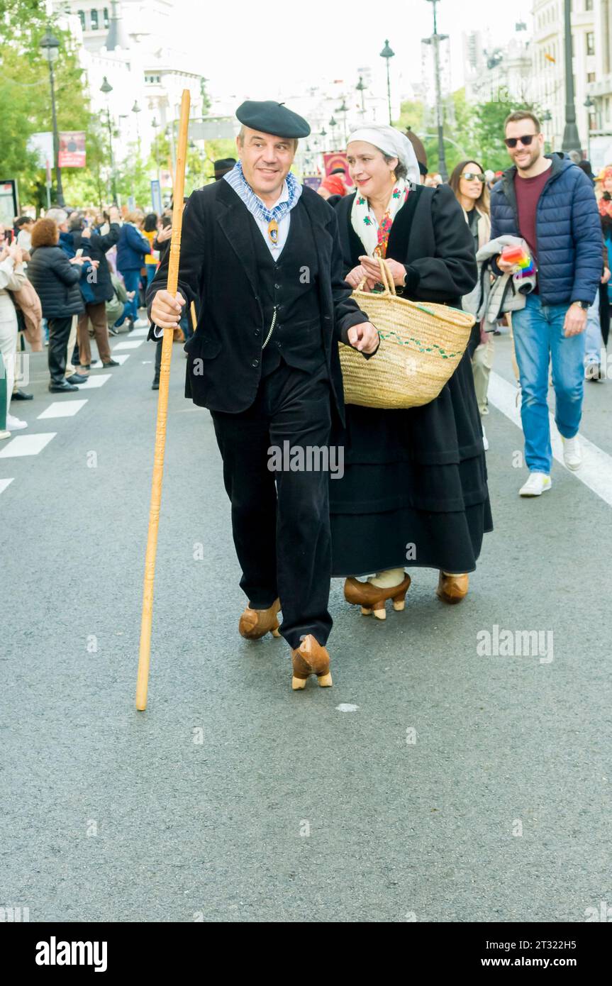 A couple in traditional country clothes wearing clogs during the 30th ...