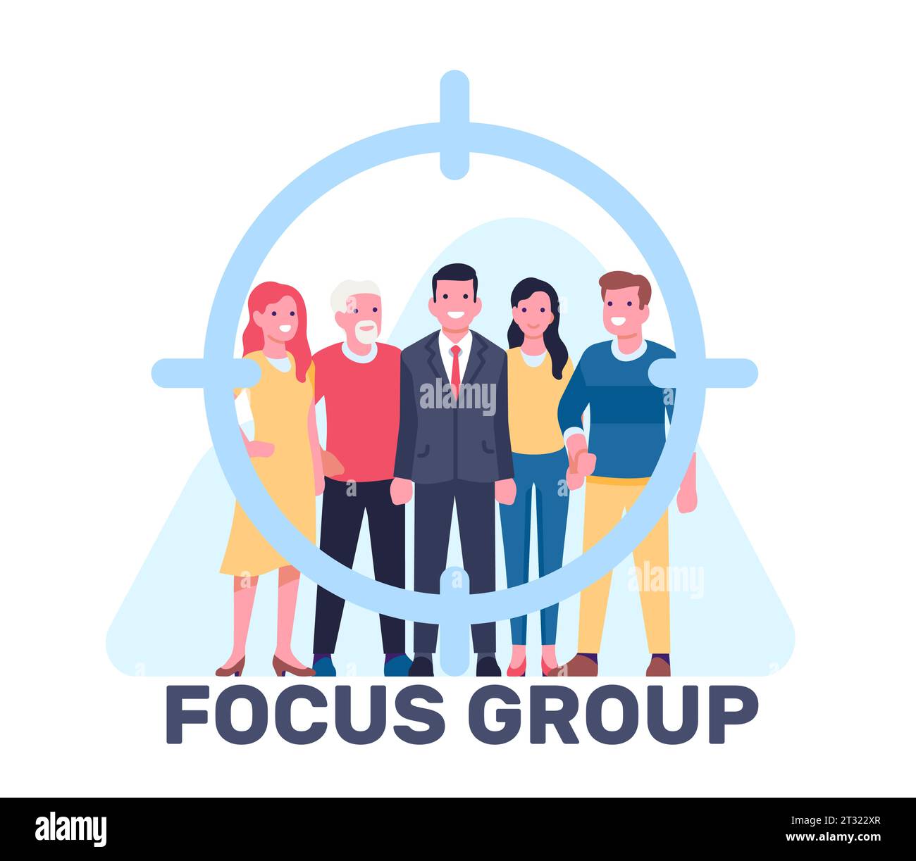 Marketing social focus group. People standing in crosshairs. Community ...