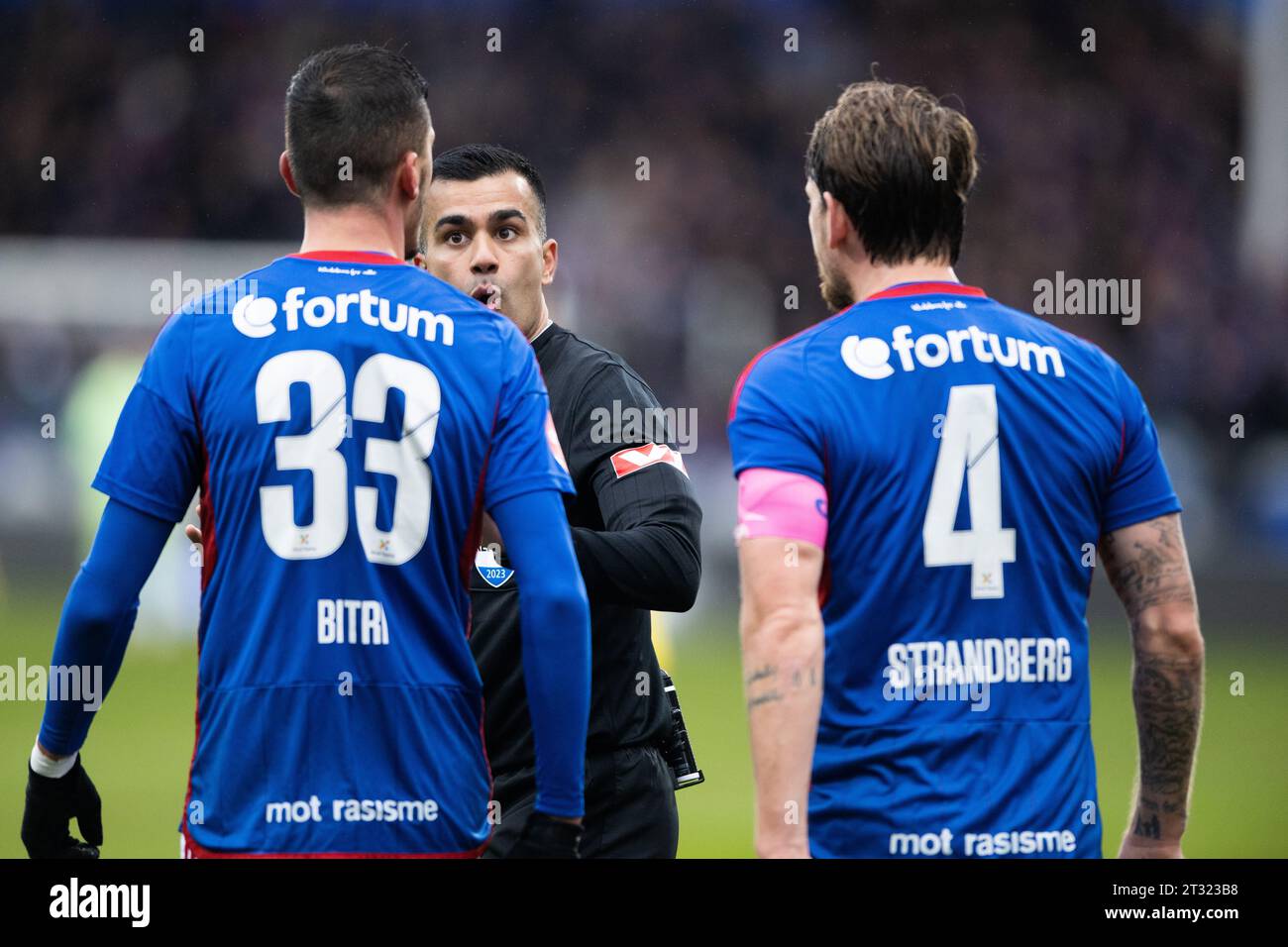 Lillestrom, Norway. 22nd Oct, 2023. Referee Rohit Saggi seen during the ...