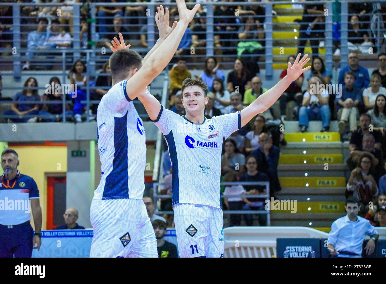 Latina, Italy. 22nd Oct, 2023. Theo Alexandre Faure exultation during ...