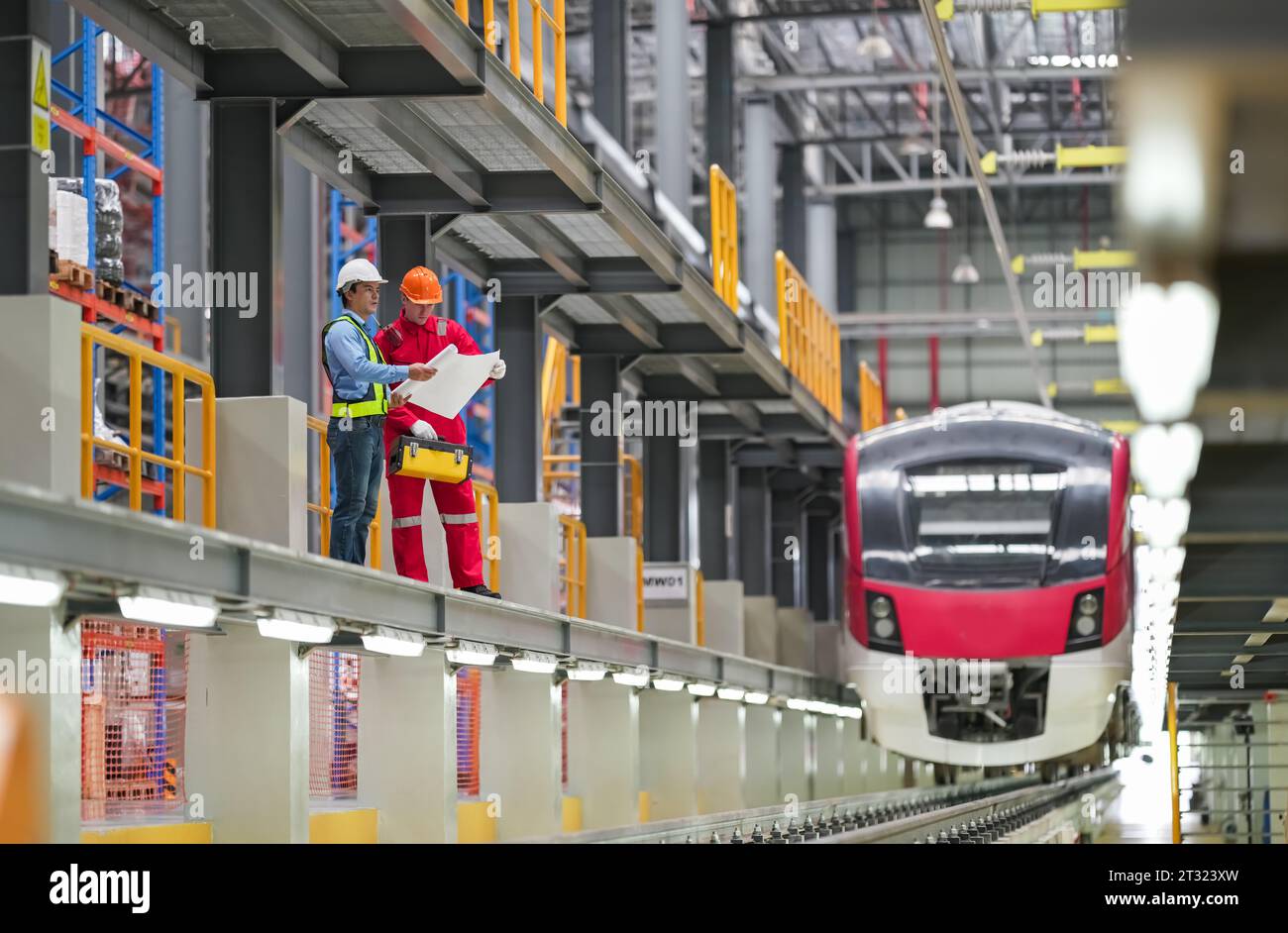 The Red Line train stops at a maintenance facility at Bang Sue Central ...