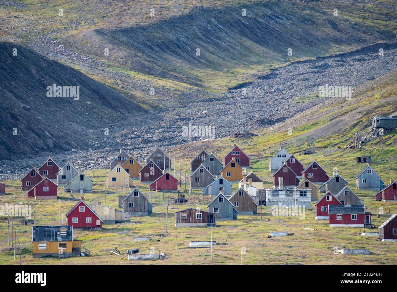 Greenland, Qaasuitsup Municipality, Disko Island, Qullissat. Former ...