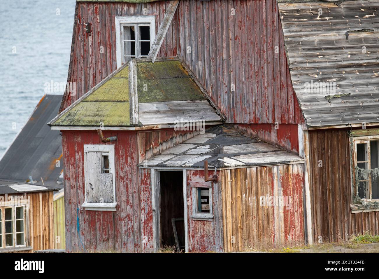 Greenland, Qaasuitsup Municipality, Disko Island, Qullissat. Former ...
