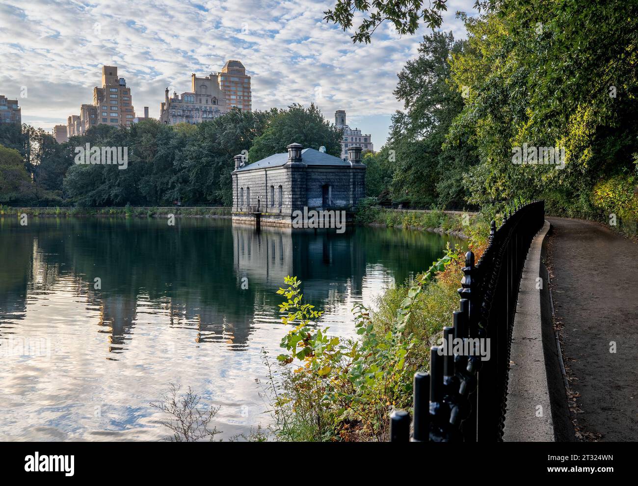 New York, NY - US - Oct 11, 2023 Morning view of reflections in the ...
