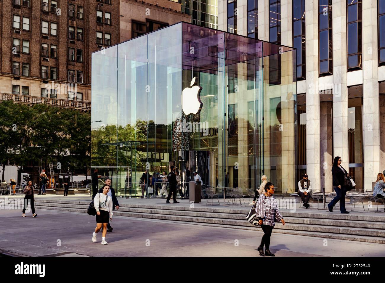 New York, NY – US - Oct 11, 2023 the iconic glass cube entranceway ...