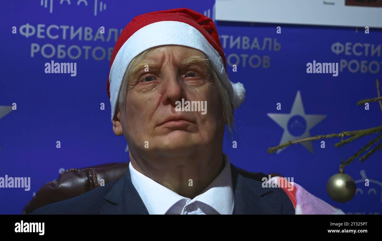 Serbia, Belgrade - March 5, 2023: Blinking Human Robot. HDR. Living ...