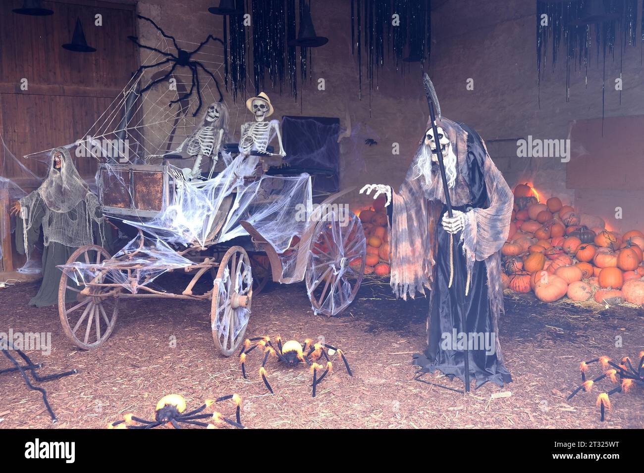 Halloween decoration skeleton carriage spiders halloween decoration ...