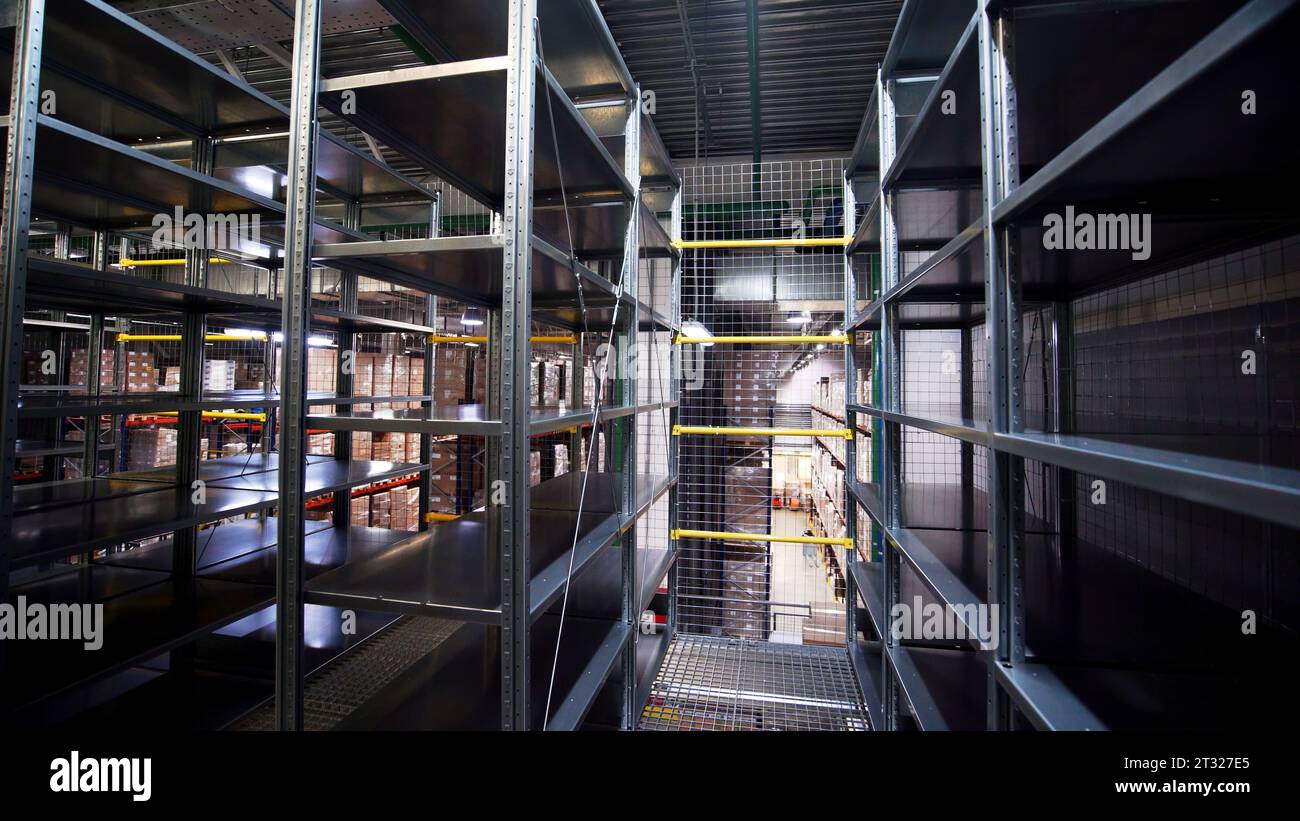 View inside of the inside of a large industrial facility. Creative ...