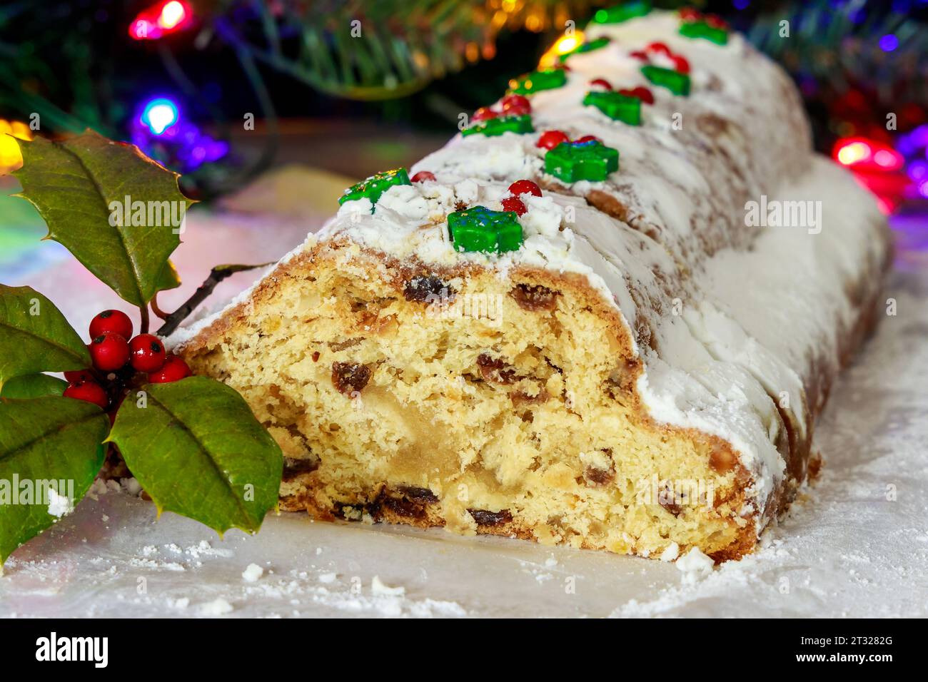 Stollen is traditional German Christmas cake made with marzipan Stock ...