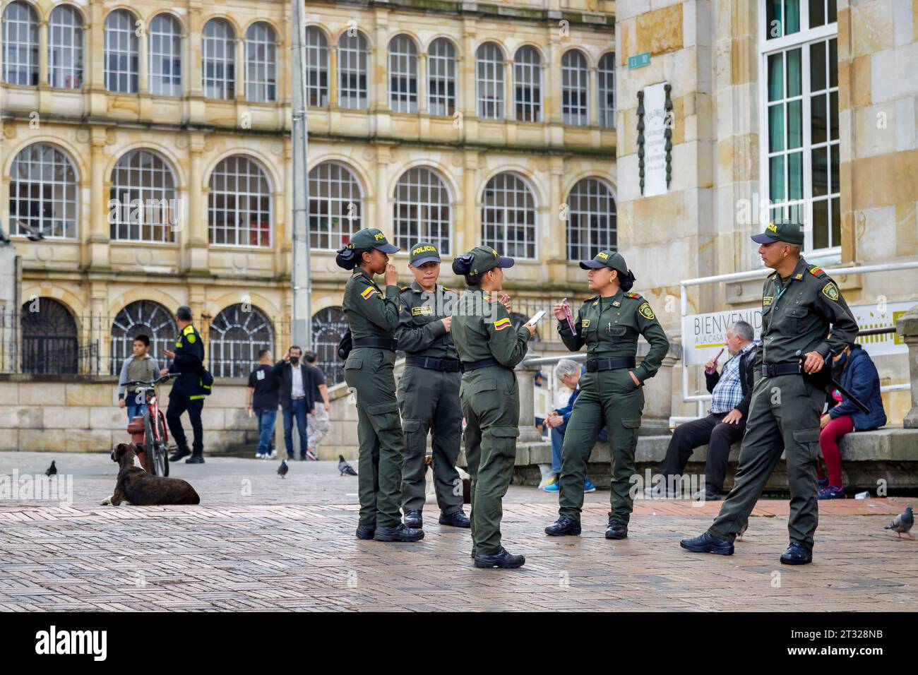 Bogota, Colombia - January 1, 2023: Several police officers chat and ...