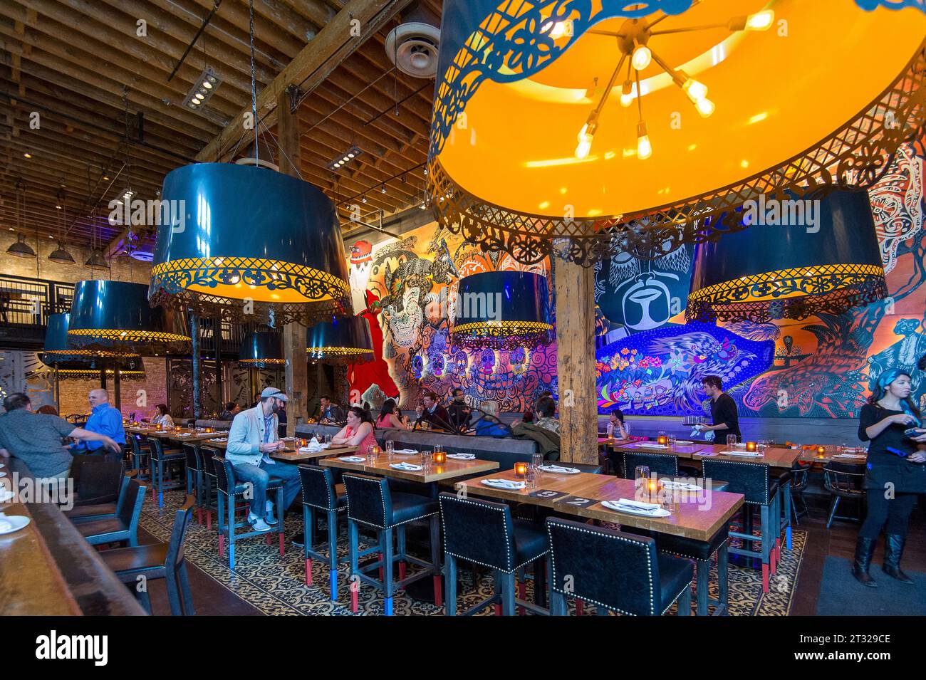 Interior of El Catrin Destileria a Mexican restaurant in the historic ...