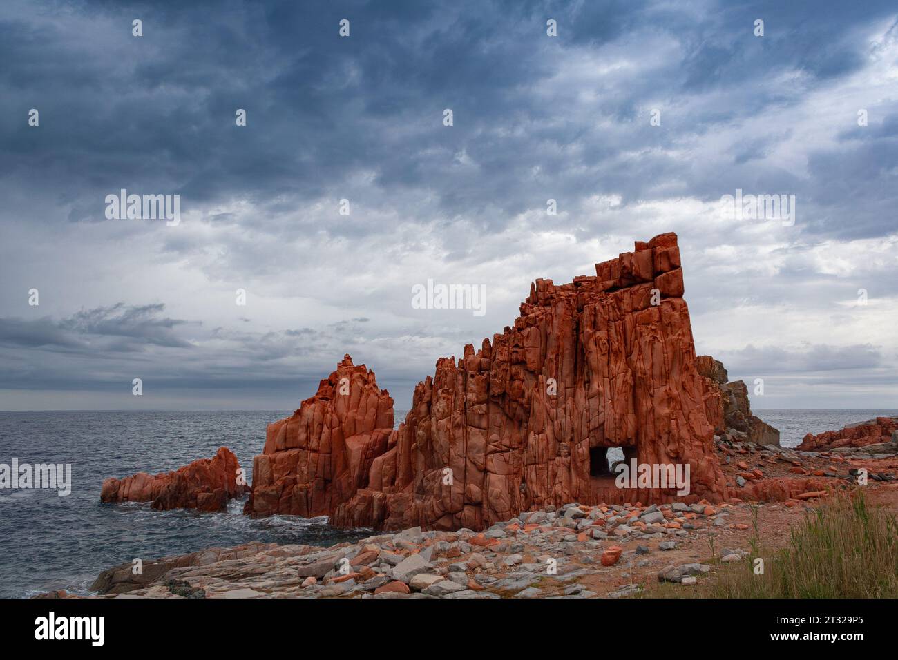 Impressive Red Rock formation on Sardinia's East coast, Italy Stock ...