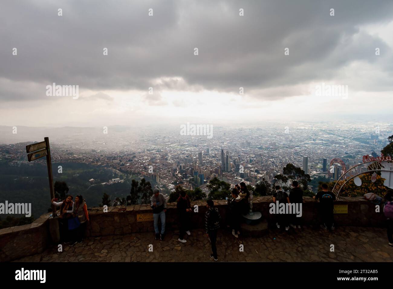 Bogota, Colombia - January 2, 2023: Tourists rest next to the Iglesia ...