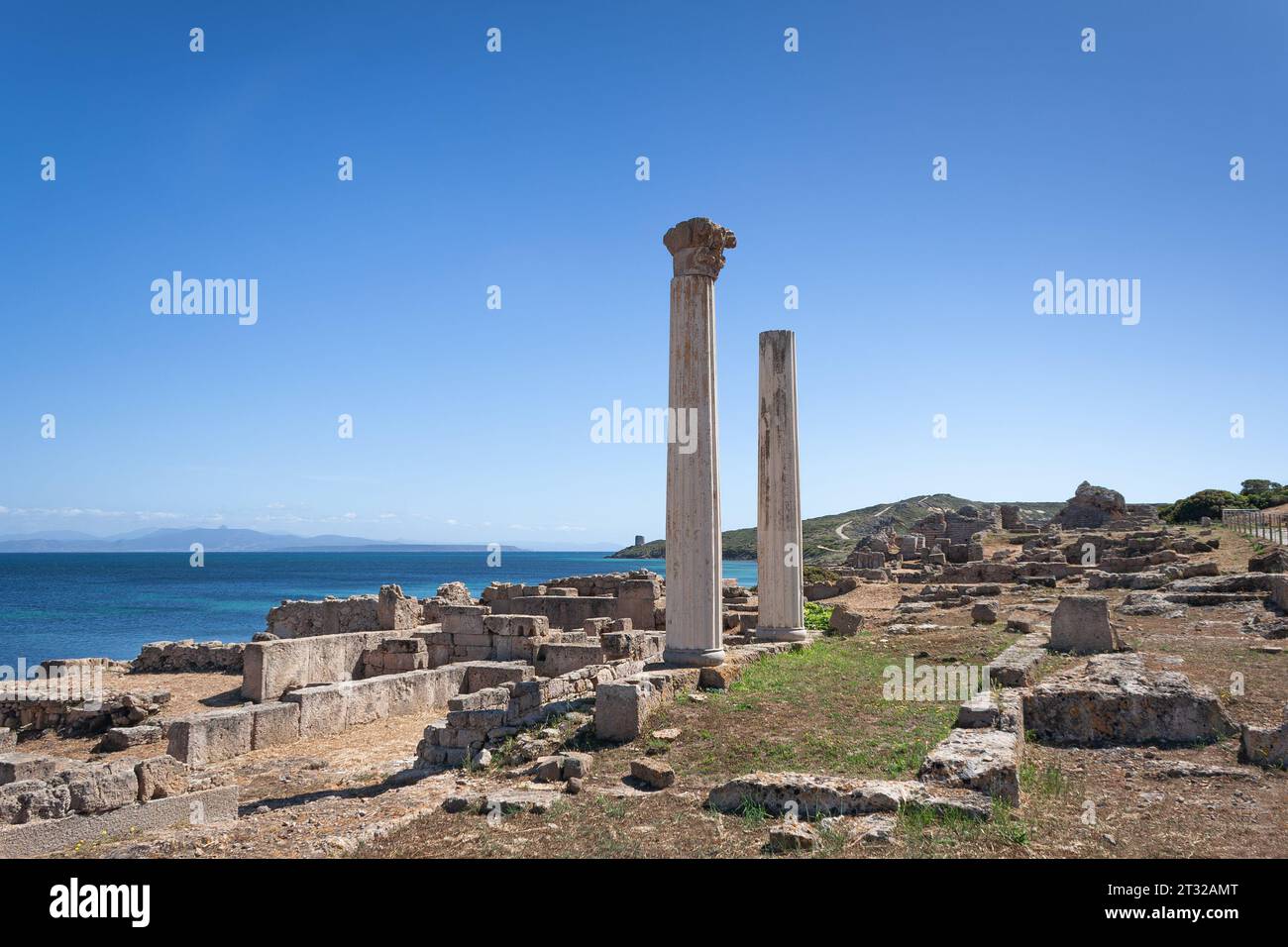 Ancient city Tharros located on the west coast of Sardinia, Italy Stock ...