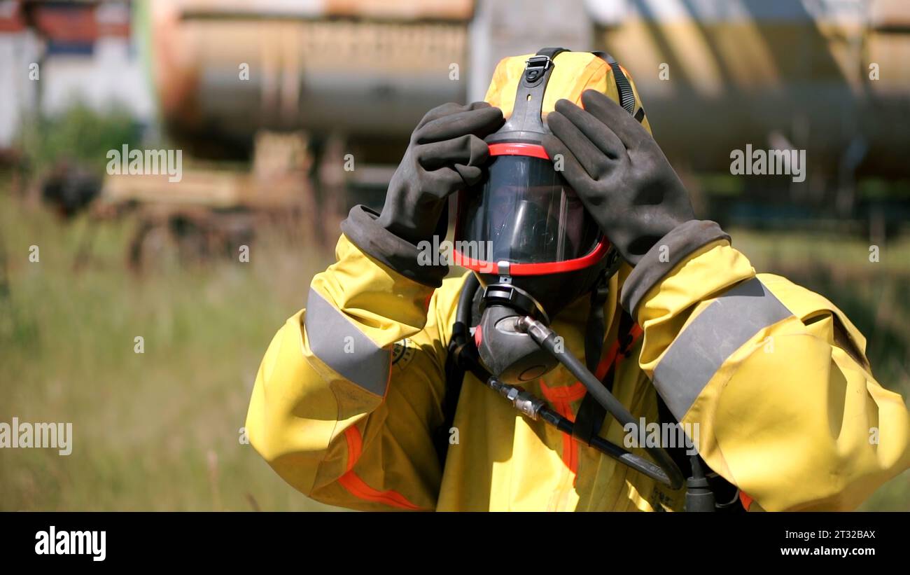 Attractive firefighter in helmet hi-res stock photography and images ...