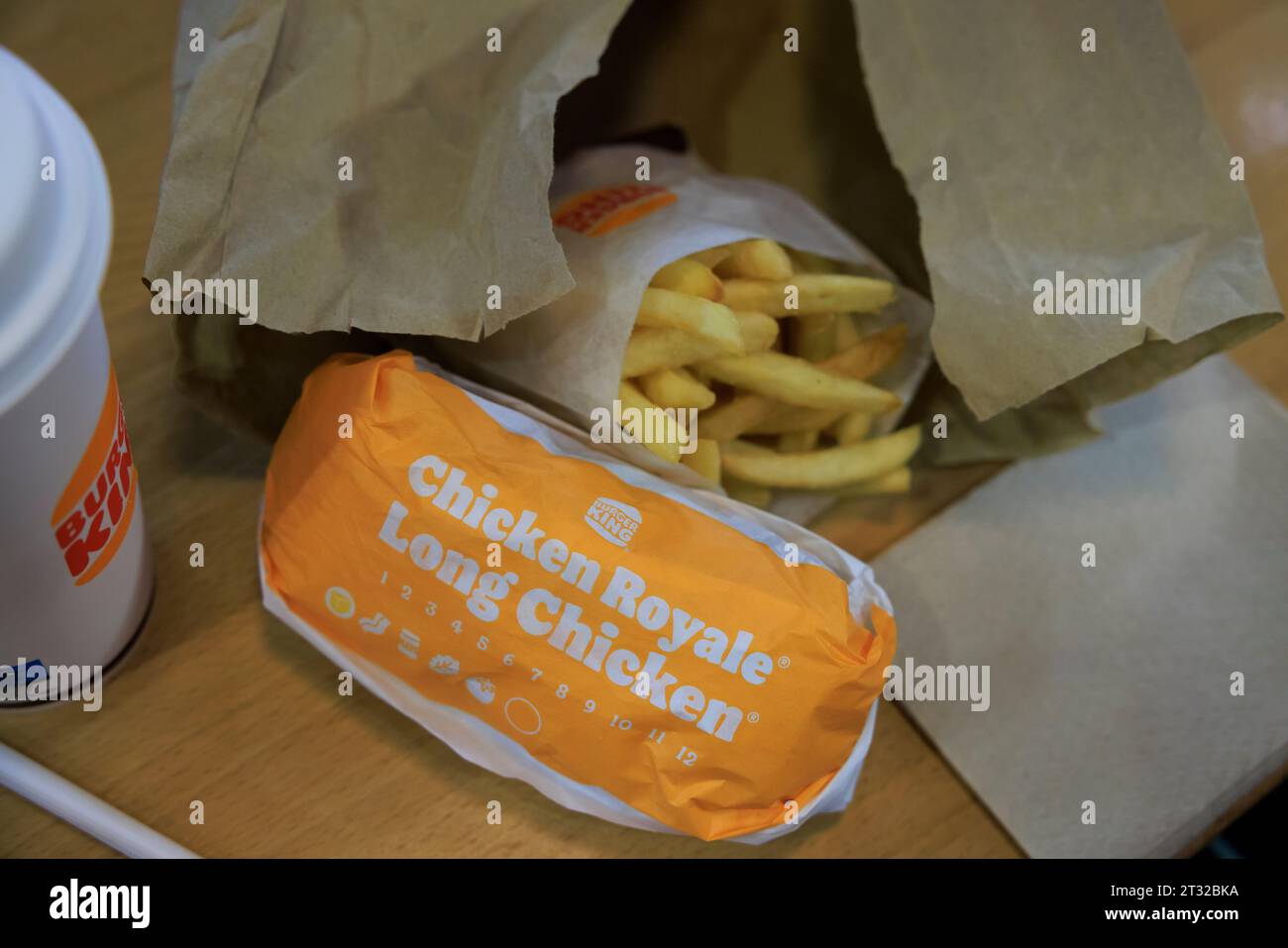 Burger King Chicken Royale Long Chicken meal in Portugal Stock Photo ...