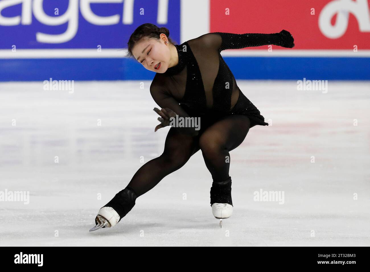 Mana Kawabe, of Japan, competes in the women's free skate program ...