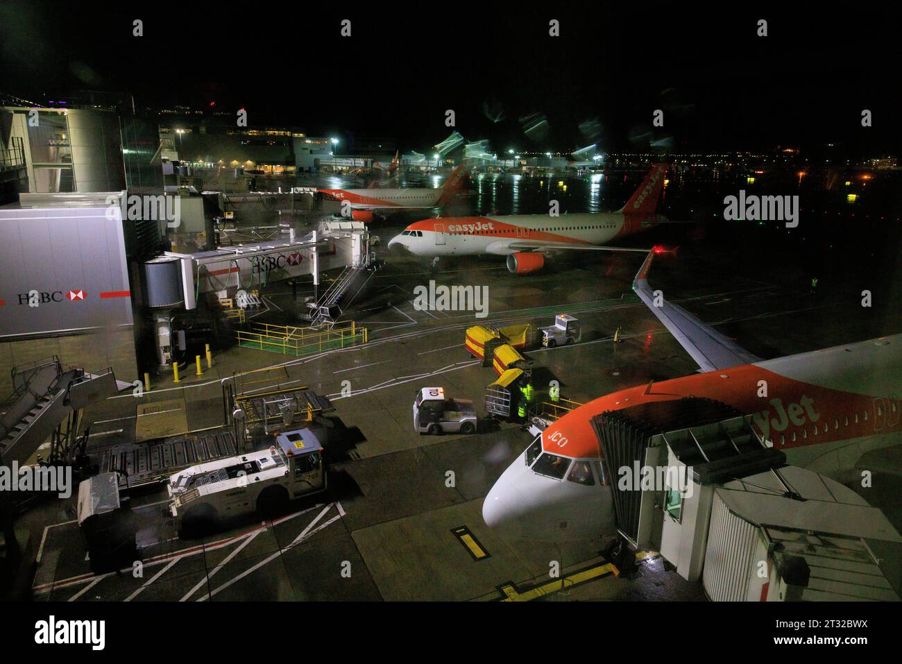 EasyJet Airbus A320’s parked at gates in the South Terminal at London ...