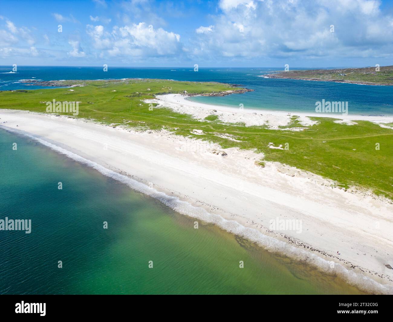 Aerial view of beach in Dogs bay, Roundstone, Conemara, Galway, Ireland ...