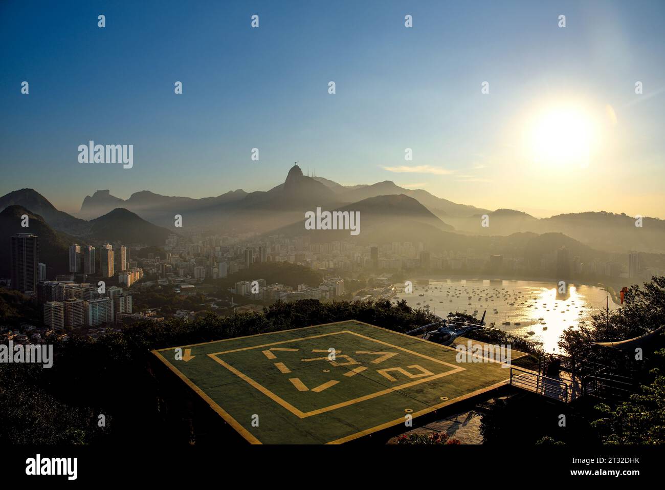 The Sugarloaf Mountain Helipad and Rio de Janeiro Skyline at Sunset ...