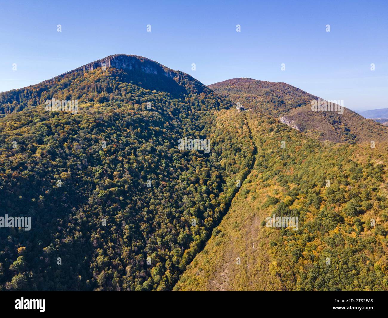 Aerial view of Balkan Mountains near Glozhene Monastery of Saint George ...