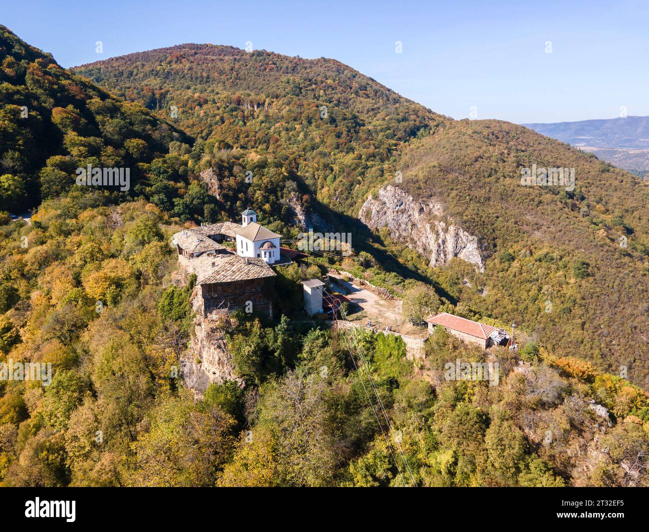 Aerial view of Balkan Mountains near Glozhene Monastery of Saint George ...