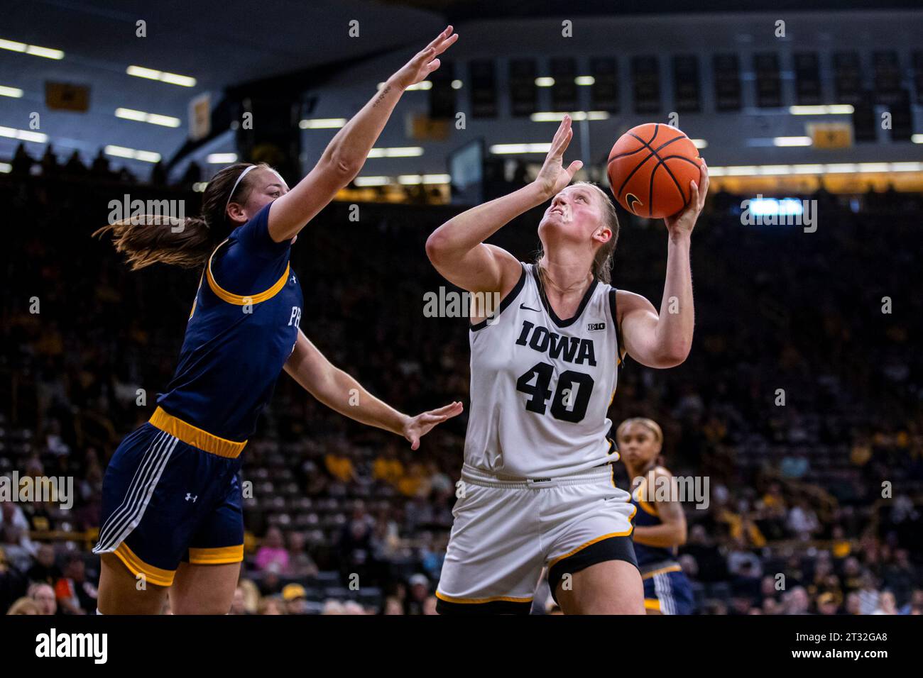 Iowa center Sharon Goodman (40) shoots during an exhibition game ...